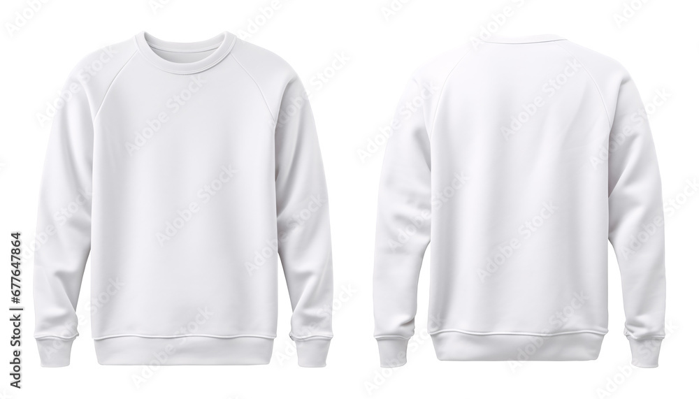 White Sweatshirt Mockup, Front and back view, Transparent background ...