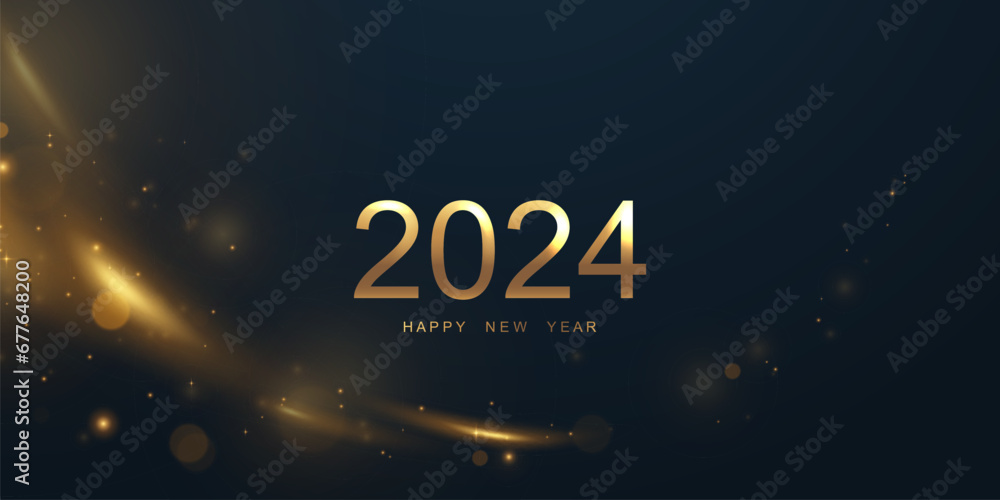 happy new year 2024 elegant font design Vector illustration Stock ...