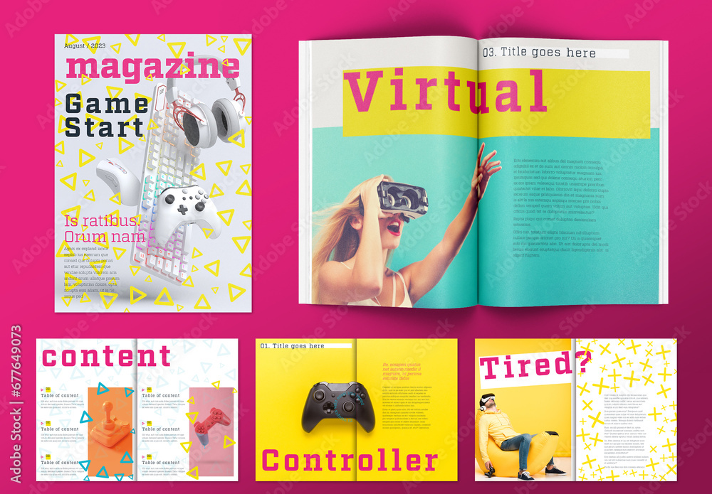 Punk Style Magazine Template with Bold Colors Layout Stock Template ...