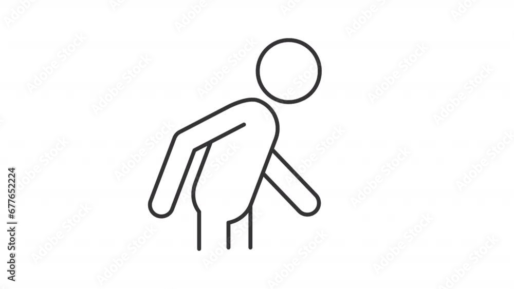 2D black thin line animation of person spitting icon, HD video with ...