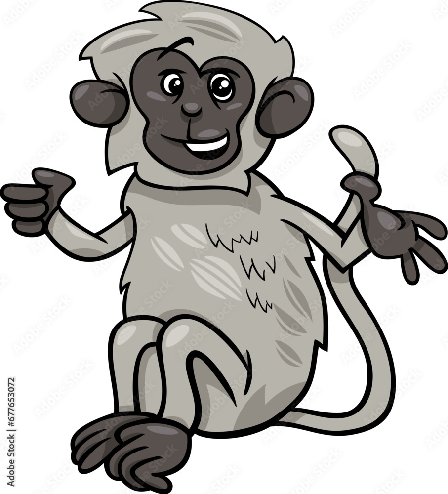 cartoon vervet monkey comic animal character Stock Vector | Adobe Stock
