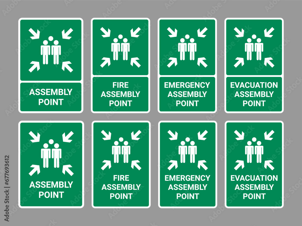 Assembly point sign collection vector illustration Stock Vector | Adobe ...