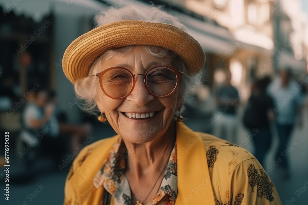 Elderly woman with cheerful smile. Grandmother in glasses. Grandma in ...