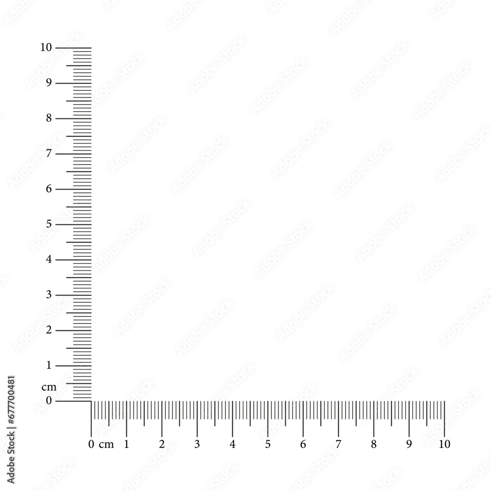 Corner ruler 10 cm. Template with millimeters, centimeters and markup ...