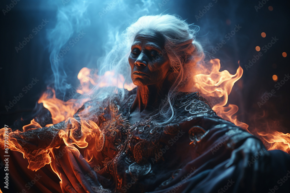 Generative ai collage photo of mysterious magician doing powerful ...