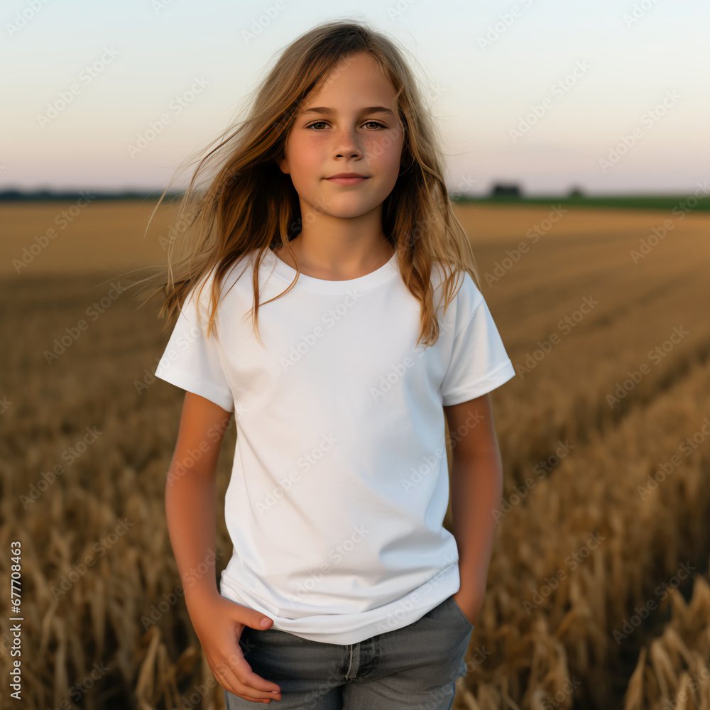 Lifestyle Photo Of A 6 Year Old Girl Model Full Body Photo Outside In