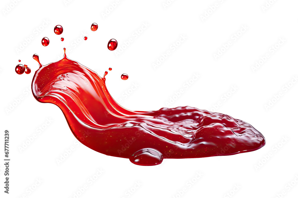 Red berry Jam splash with little bubbles fruit syrup isolated on ...