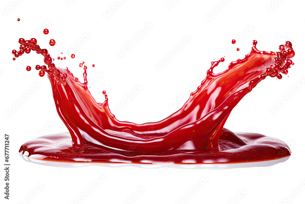 Red berry Jam splash with little bubbles fruit syrup isolated on ...