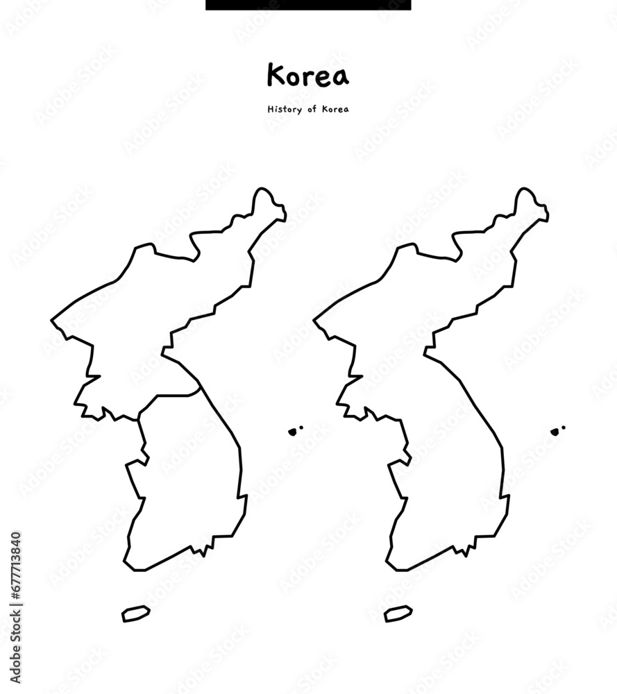 This is a simple map of Korea. It is called the Korean Peninsula. Stock ...