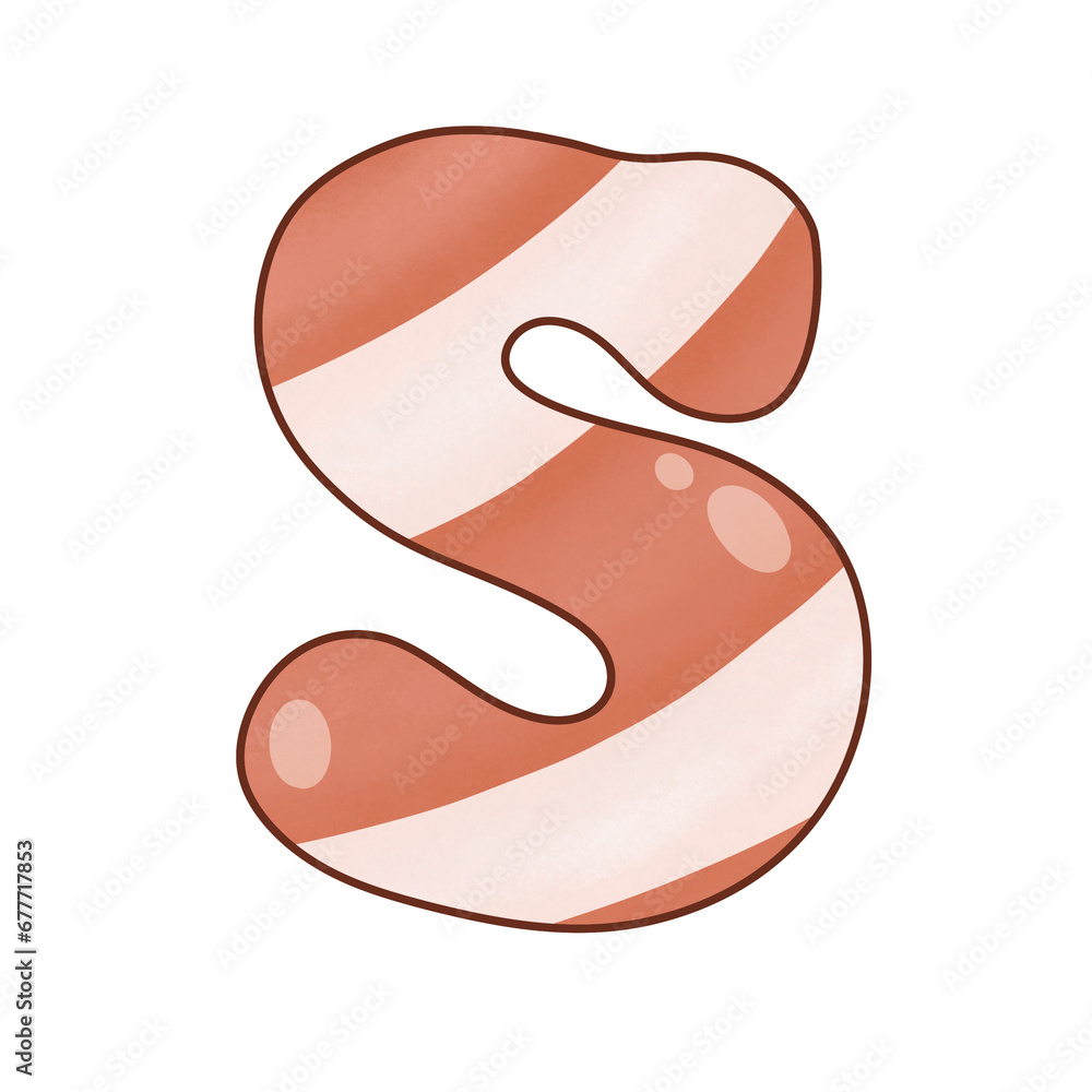 Letter S Christmas candy cane alphabet sweet vintage retro groovy .Font ...
