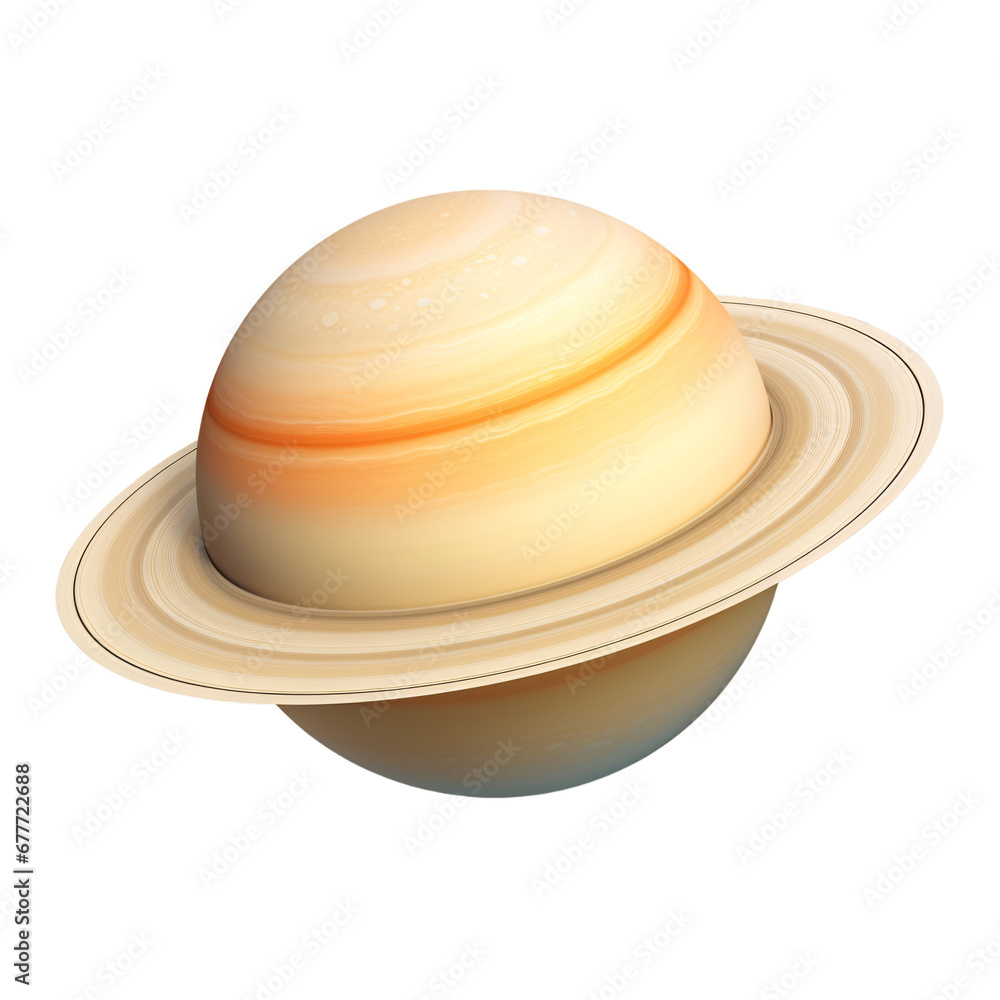 Saturn planet isolated on a transparent background, a 3d render of a ...