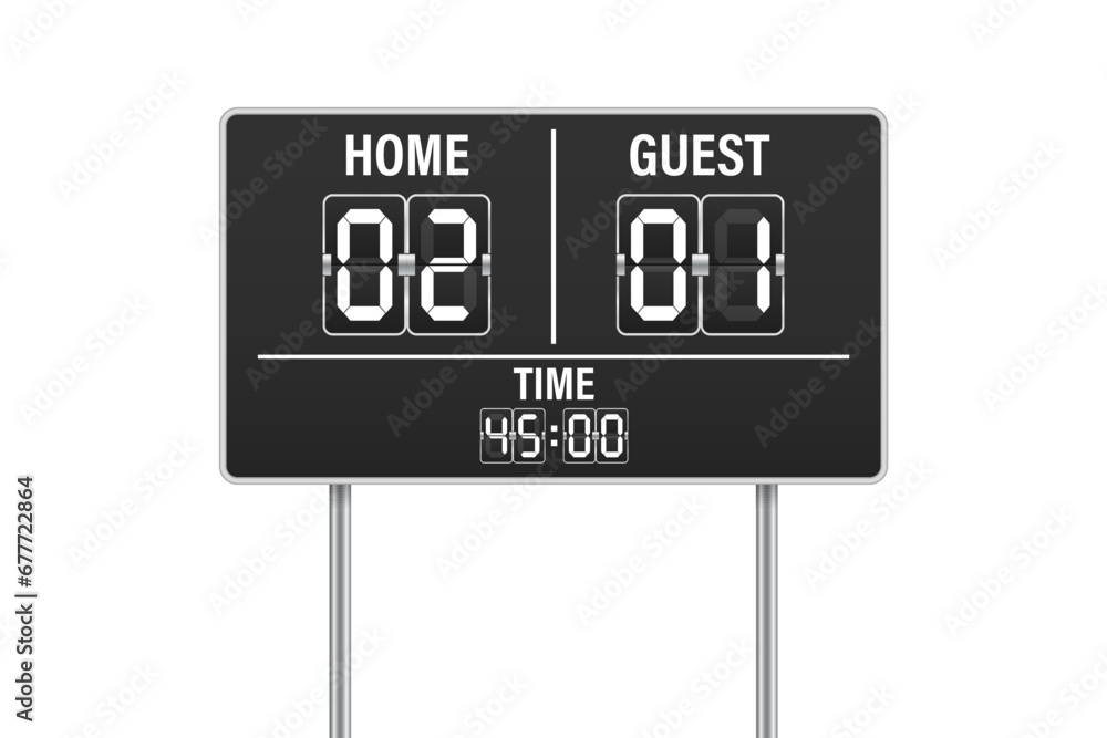 Creative soccer, soccer mechanical scoreboard isolated on transparent ...