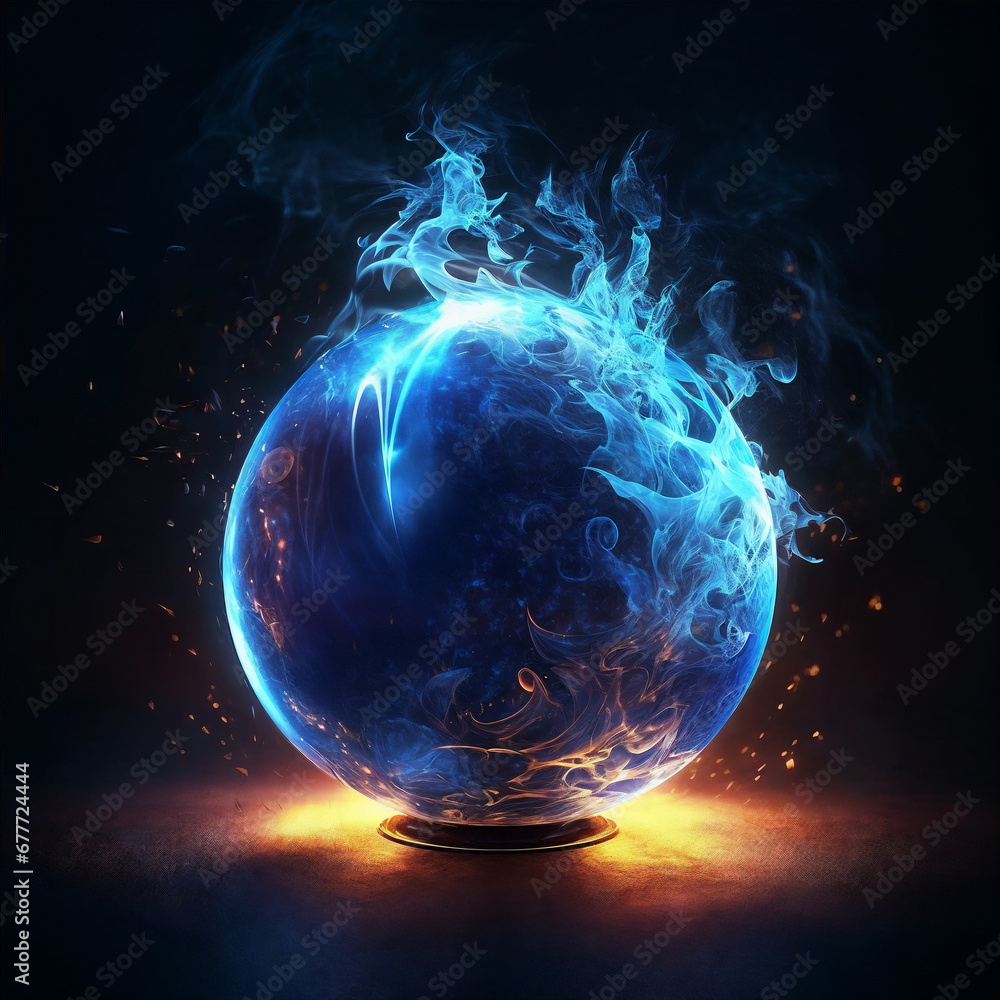 globe on fire with blue flame Stock Illustration | Adobe Stock