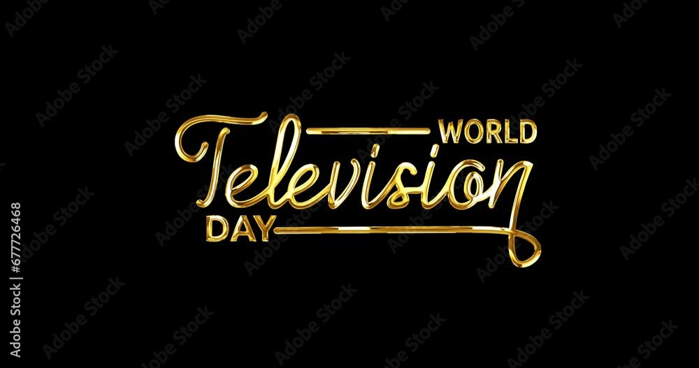 World Television Day animation in gold color with alpha matte. Luxury ...