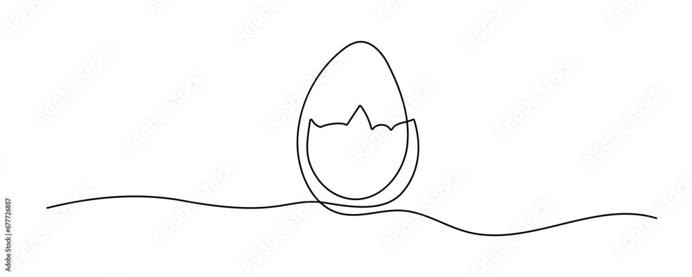 Egg line art. Continuous one line drawing Chicken egg with shell ...