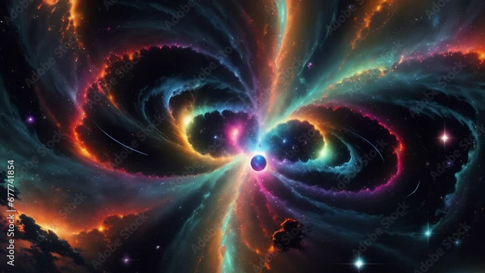 Psychedelic cosmic animation. Bright universe animation with vivid ...