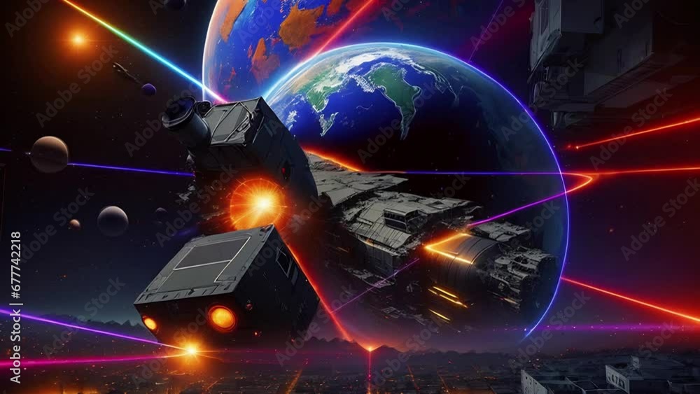 Futuristic cosmic animation with deep space, galaxy, and futuristic ...