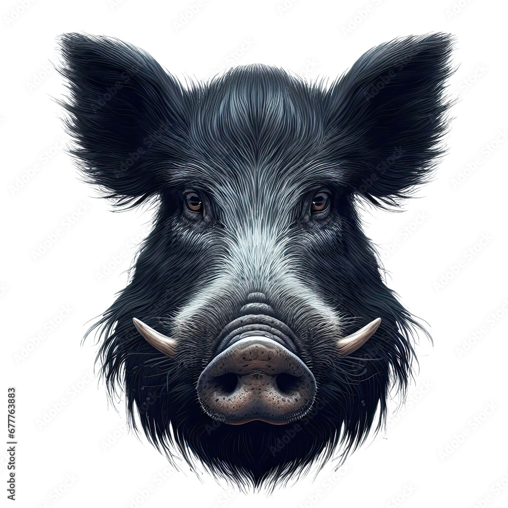 wild boar face shot , isolated on transparent background cutout Stock ...