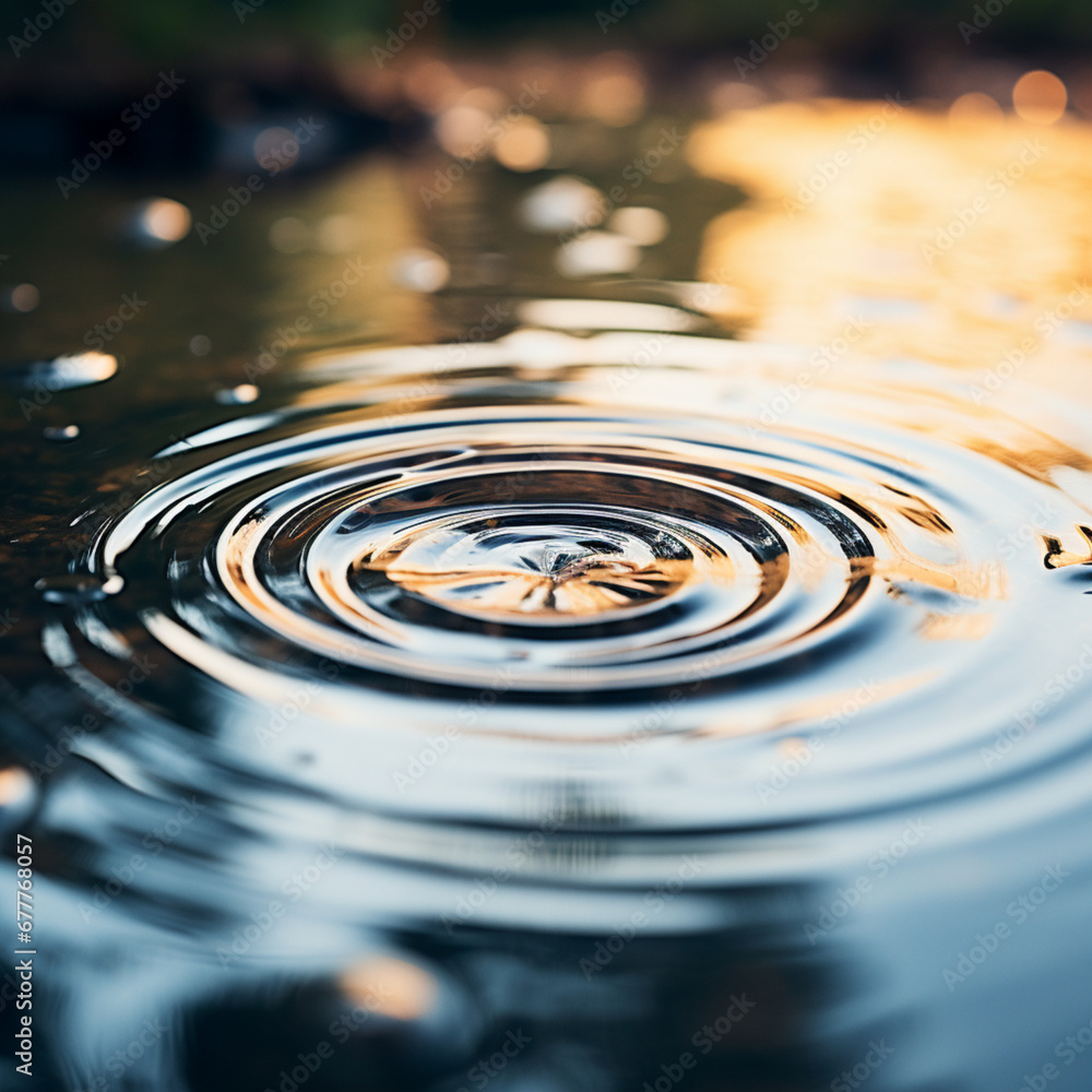 Fotografia de primer plano de ondas concentricas creadas por caida de ...