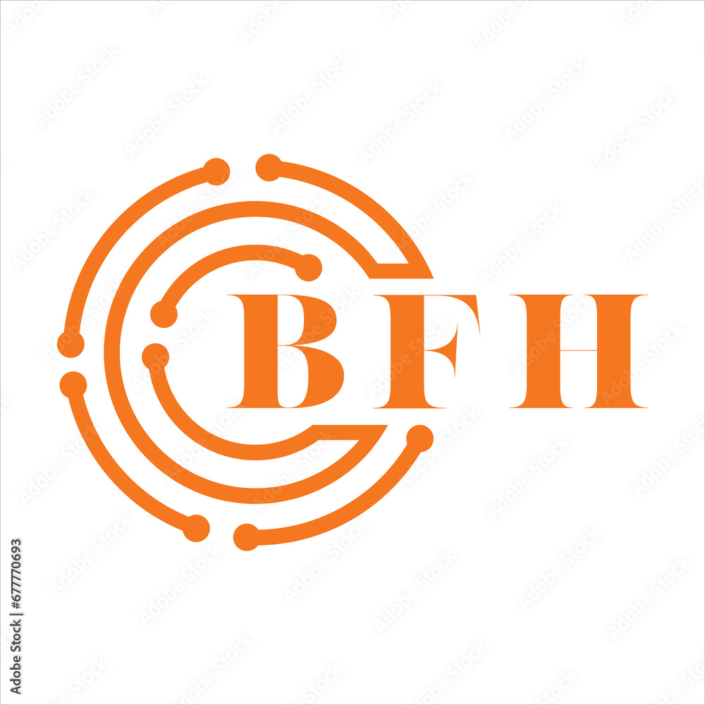 BFH letter design. BFH letter technology logo design on white ...