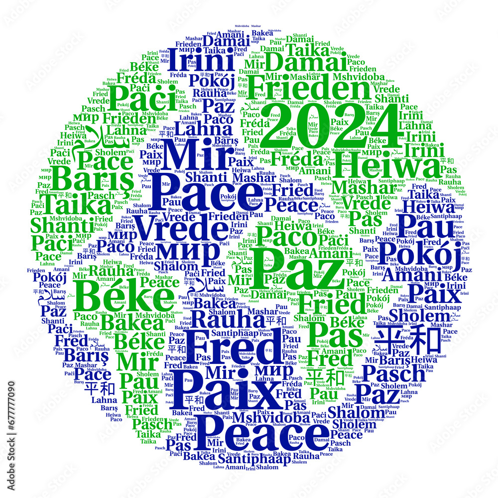 Peace 2024 word cloud in different languages ilustração do Stock ...