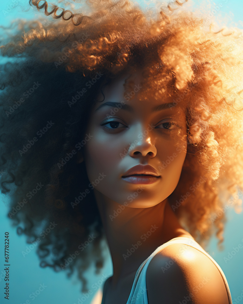Generative ai beauty portrait of young black woman posing studio ...