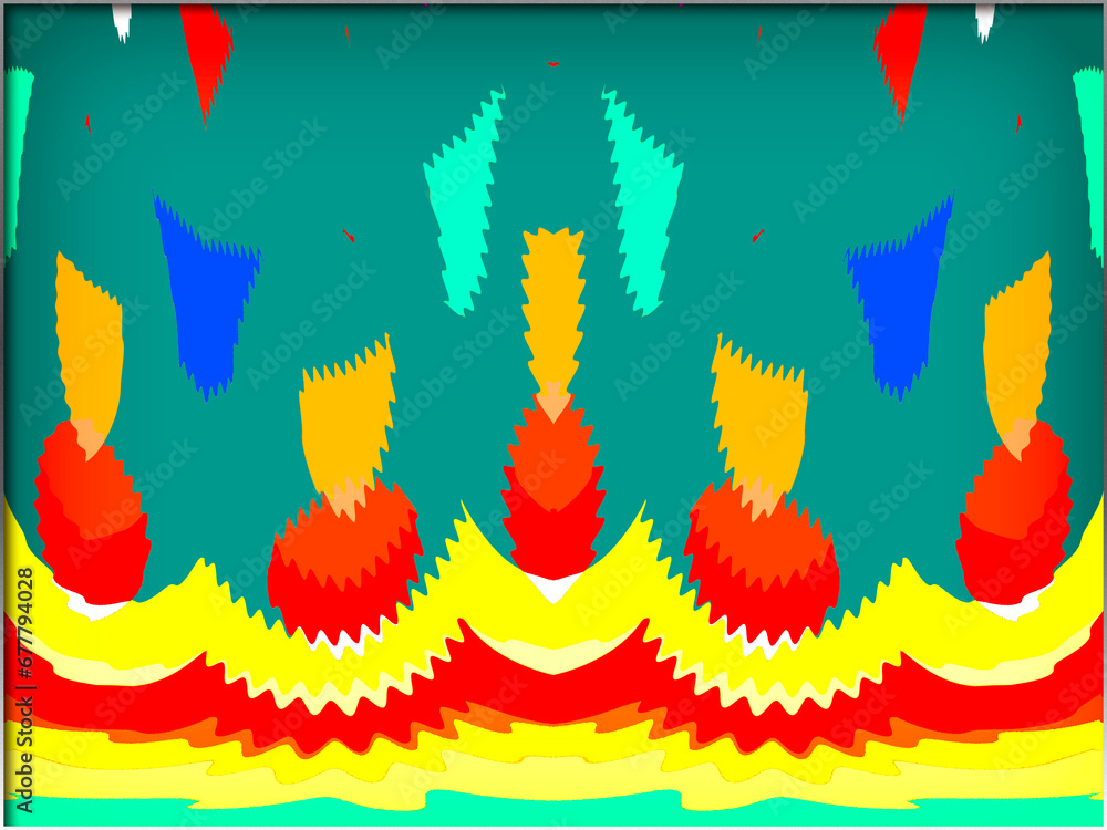 Abstract, Multiple Colours, and Shapes, with Serrated Edges, set ...