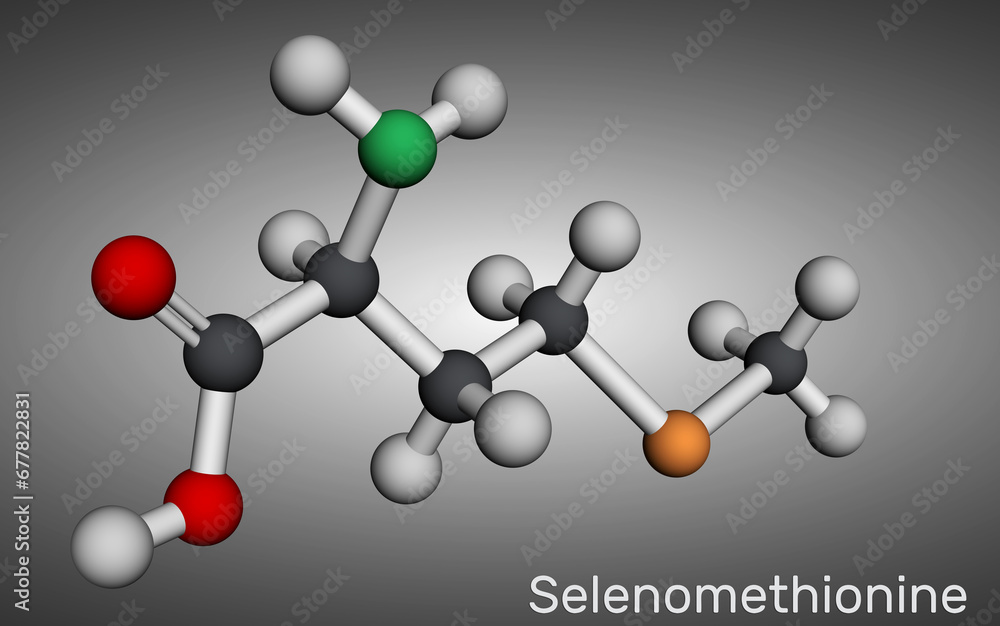 Selenomethionine molecule. It is naturally occurring amino acid ...