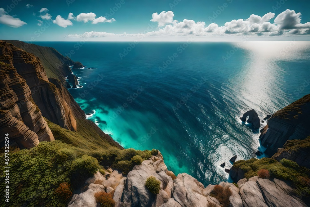 The grandeur of a cliffside vista, offering panoramic views of endless ...