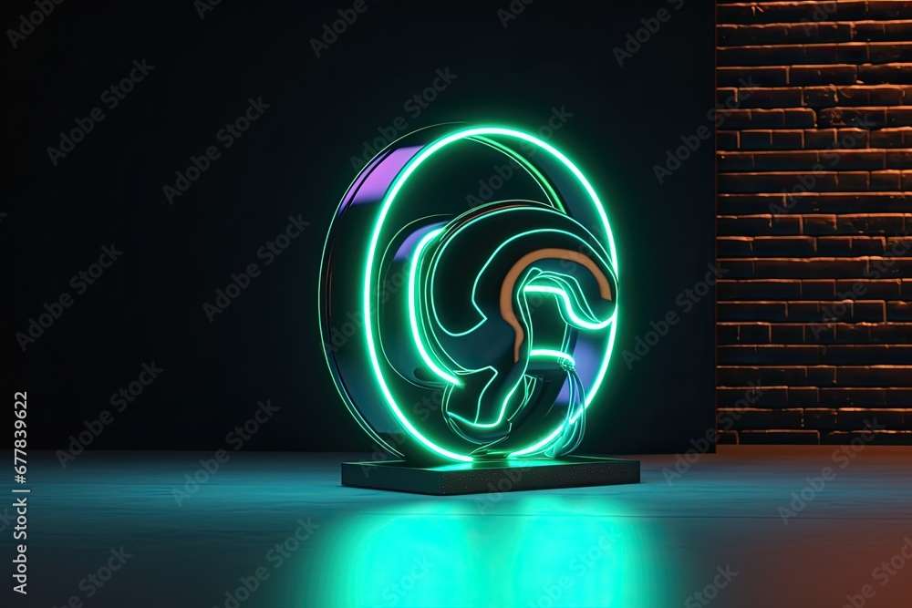 3D rendering neon blank logo mockup, futuristic and stylish design ...