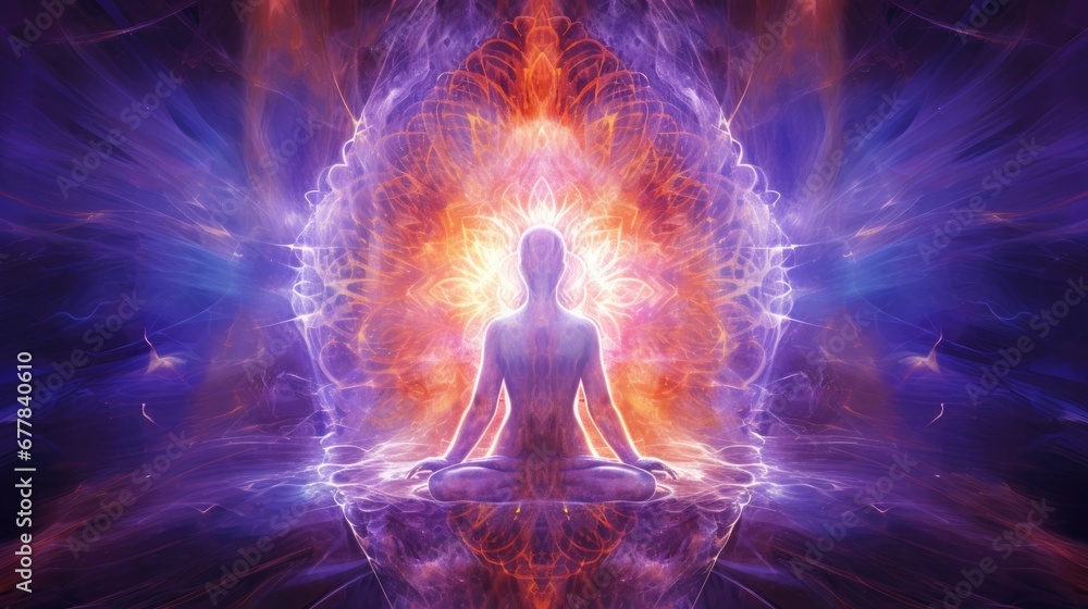 Meditation and the angelic energy, in the style of bright backgrounds ...
