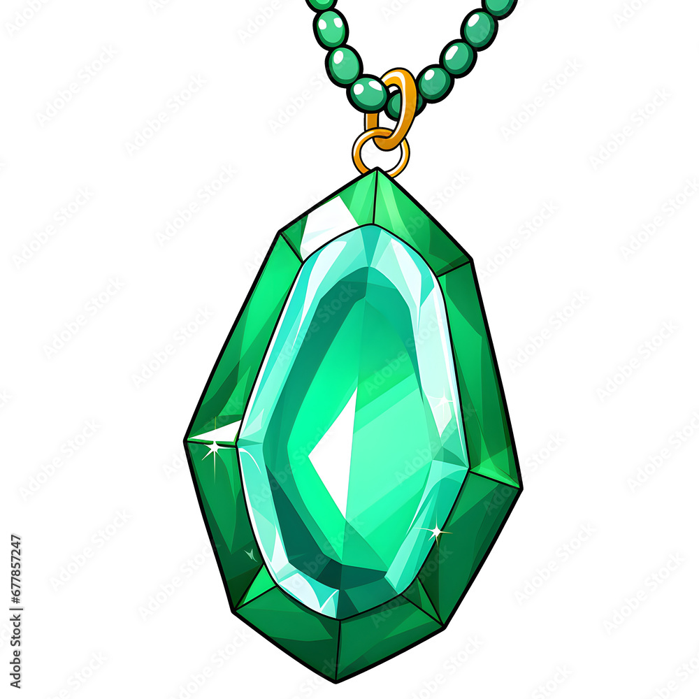 cartoon clipart of Emerald Pendant, jewellery clipart, accessoires ...