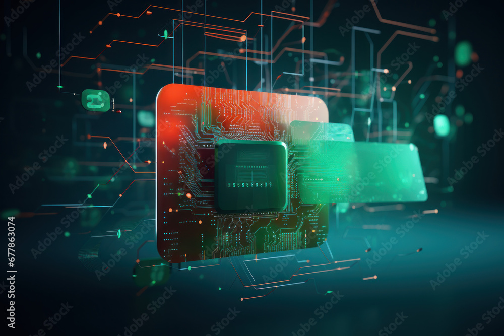 Abstract visuals depict the encryption process within a secure payment ...