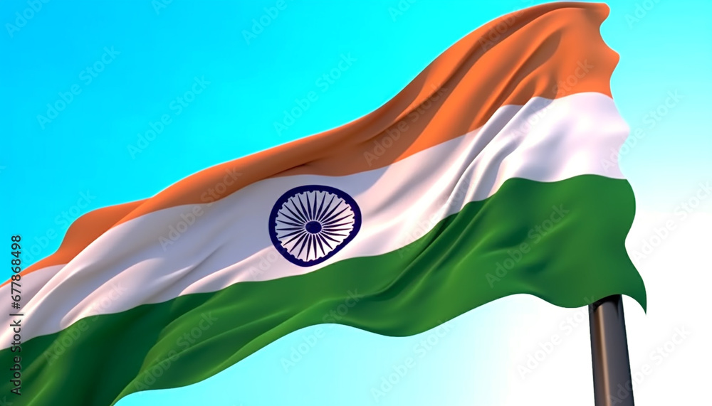 Waving tricolor flag symbolizes patriotism and national identity with ...