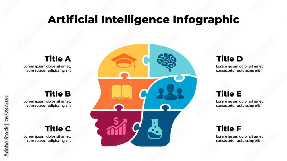 Artificial Intelligence. Infographic Template. Cyborg or Robot Puzzle ...