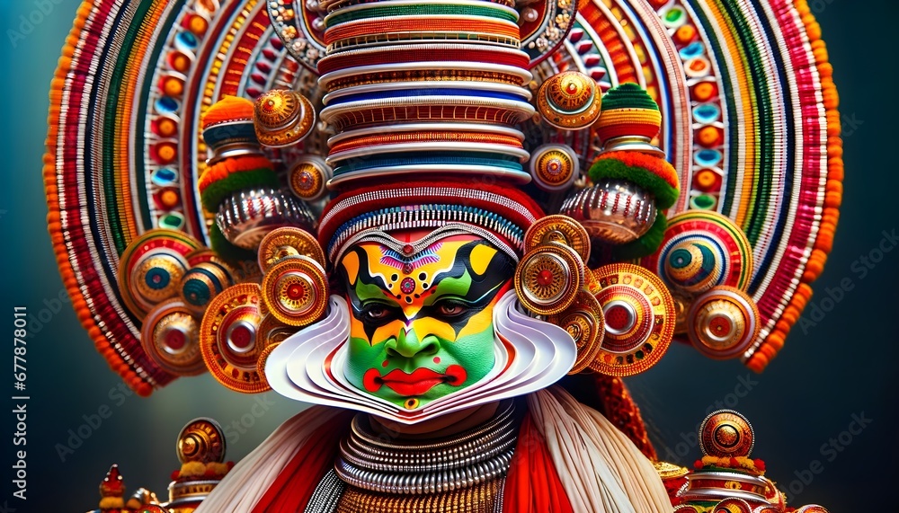 Portrait of Kathakali performer Stock Illustration | Adobe Stock