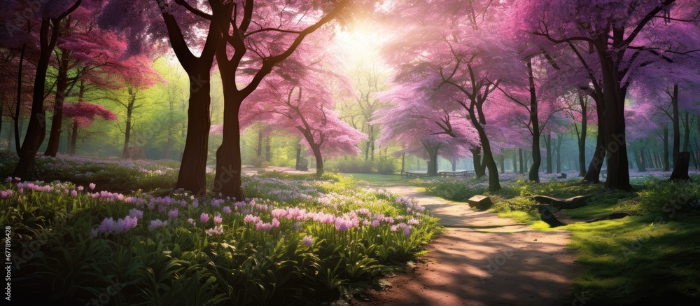 As the sun slowly peeked through the lush canopy of the forest vibrant ...