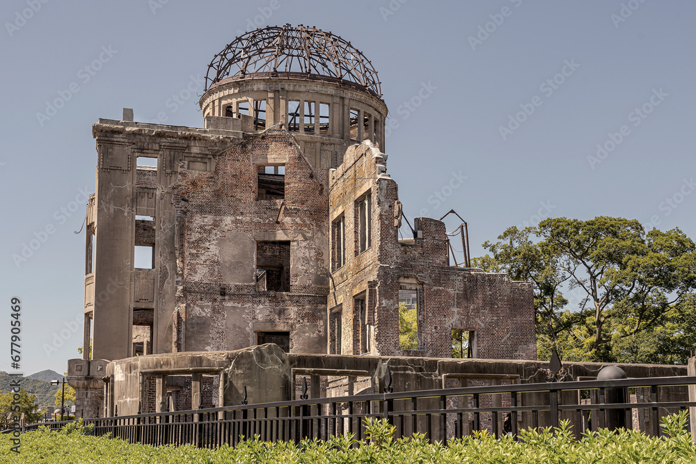 Ruins of the Atomic Bomb Dome in Hiroshima, Japan. Damage to building ...
