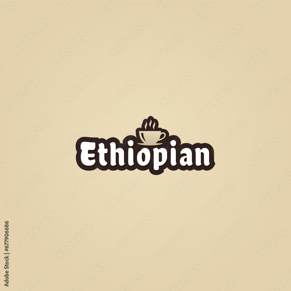 Ethiopian coffee logo or Ethiopian coffee label vector isolated in flat ...