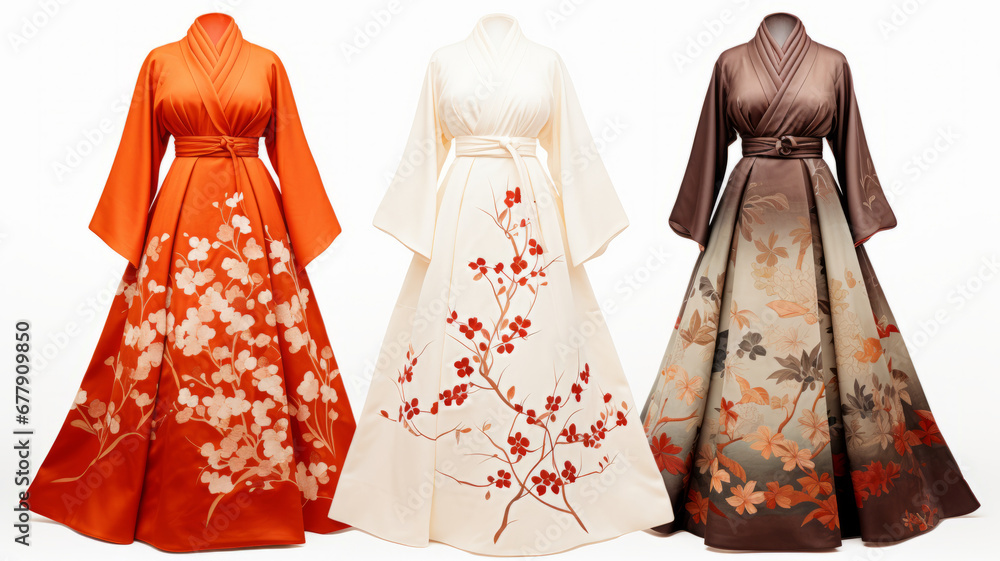 Japanese traditional dress patterns on white background generative ai ...