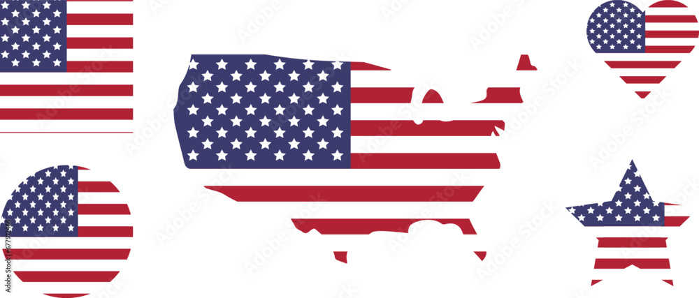 flag with different shapes, america country map flag, america star flag ...