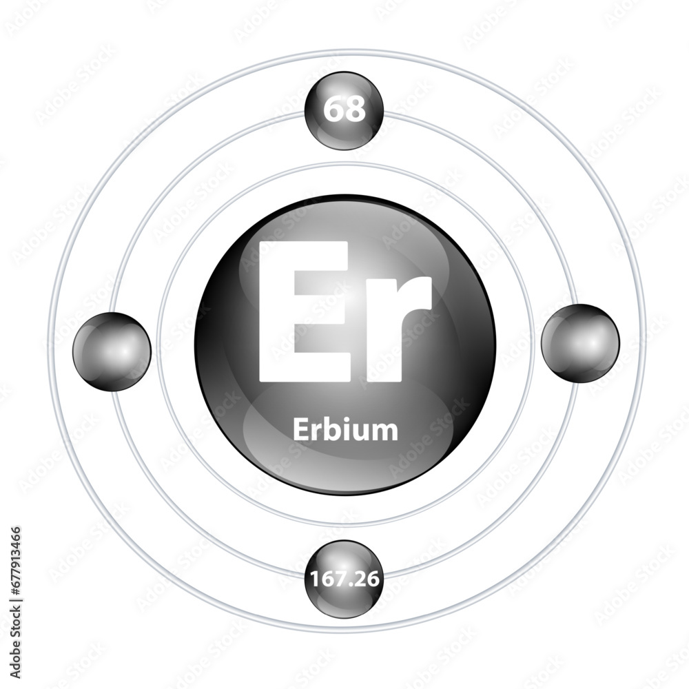 Icon structure chemical element Erbium (Er) round shape circle black ...