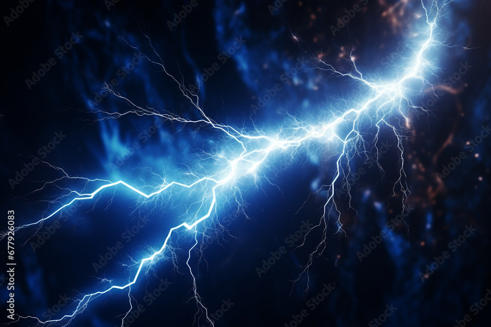 illustration of sparkling lightning bolt with electric effect. dark ...