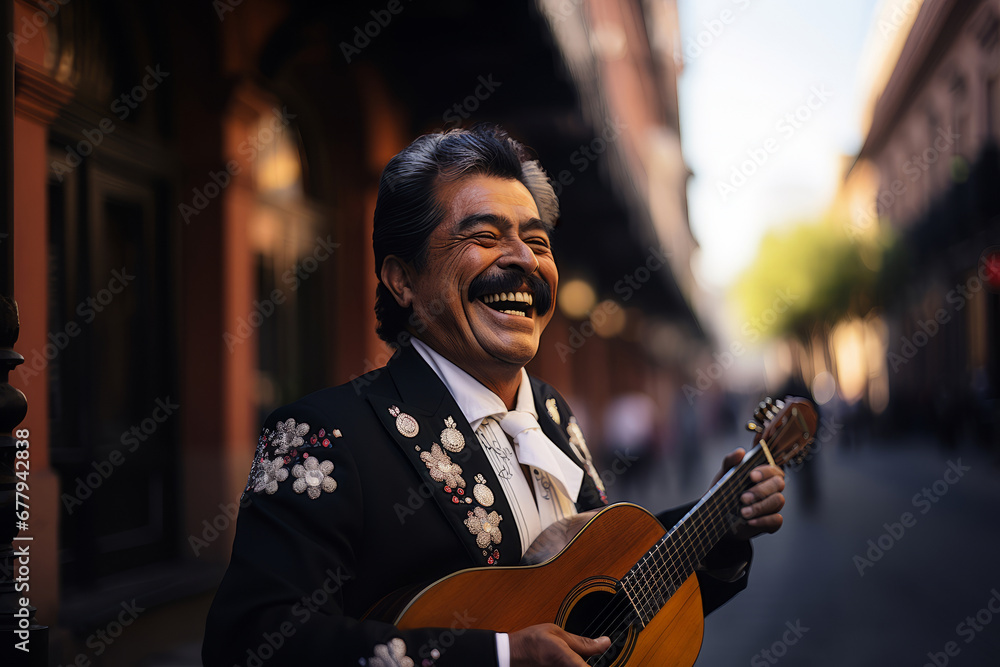 Mariachi smiling right to the camera, Mexican culture, happy Mexican ...