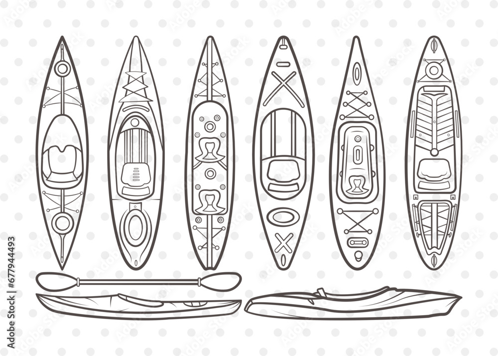 Kayak Clipart SVG Cut File | Kayak Paddle Svg | Kayaker Svg | Kayak ...