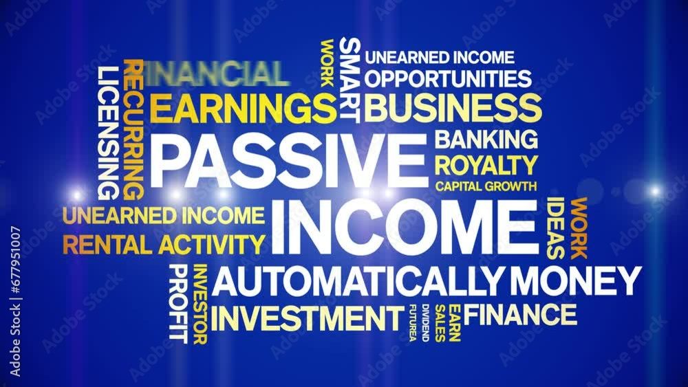 Passive income animated tag word cloud;text design animation kinetic ...