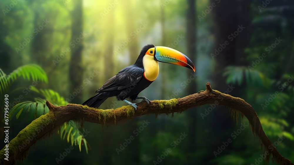Tucan Perched On A Tree In The Amazon Rainforest Jungle. Generated with ...