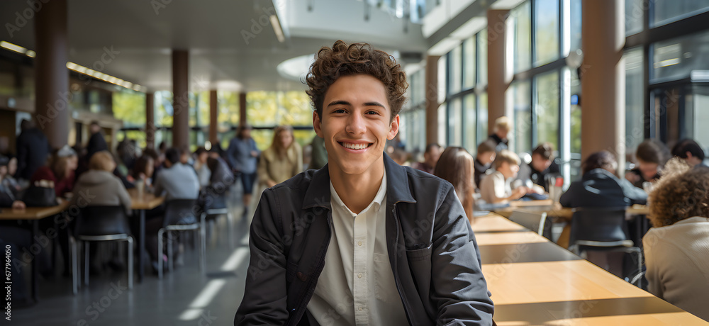 Smiling students at the university campus with copy space, The concept ...