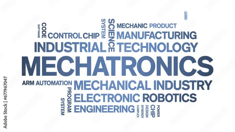 Mechatronics animated tag word cloud;text design animation kinetic ...