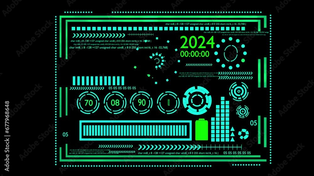 2024 wireframe display data UI tech screen Infographic futuristic hud ...